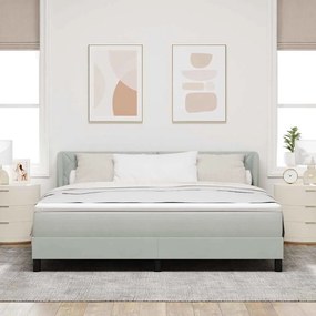 Postel s boxspringem s čelo Světle šedá 180 x 200 cm samet 3340454