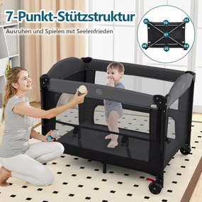 Costway 5 v 1 Cestovní postýlka pro dětskou postýlku s matrací a přebalovací