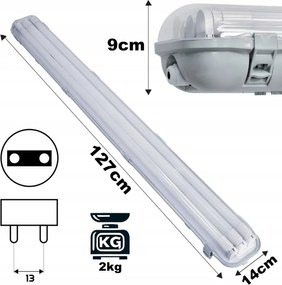 LED hermetické svítidlo 120cm 54W 8640lm 4000K + 3x prémiové LED trubice