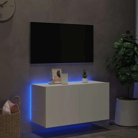 vidaXL Nástěnná TV skříňka s LED osvětlením 80 x 35 x 41 cm [837316] Barva: Bílá