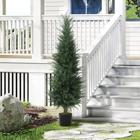 HOMCOM Velký Umělý Cypřiš 120 cm, Umělé Rostliny v Květináči, UV Odolný Umělý Cypřiš pro Dekoraci Obývacího pokoje, Ložnice, Kanceláře a Balkonu