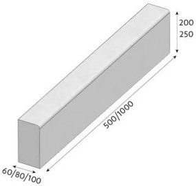 Obrubník betonový CS Beton T8 půlka šedá 80×500×250 mm