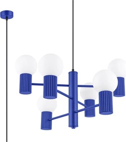 Modré závěsné svítidlo se skleněným stínidlem Orbital – Sollux