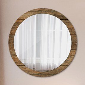 Kulaté zrcadlo tištěný rám Staré dřevo fi 90 cm