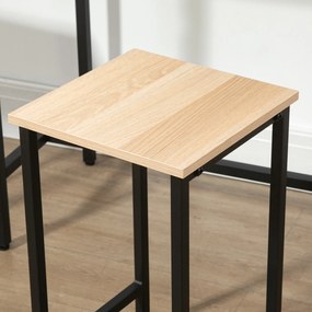 HOMCOM 3dílný jídelní set Jídelní set na balkon a zahradu, ocelový rám a dřevotříska, přírodní vzhled dřeva a černá barva, 80x50x85cm | Aosom.de
