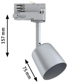 Paulmann 95530 ProRail3 Cover, stříbrný reflektor, 1x10W LED GU10, prům. 6,6cm