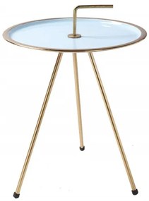 Simply Clever odkládací stolek posuvný zlatá/tyrkysová Ø42 cm