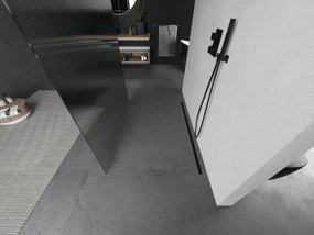 Mexen Kioto, sprchová zástěna Walk-In 140 x 200 cm, 8mm sklo s žebrovým vzorem, grafitový profil, 800-140-002-66-09