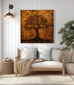 Obraz na plátně - Strom života Birdy, dřevo styl FeelHappy.cz Velikost obrazu: 120 x 120 cm