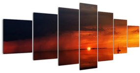 Obraz západu slunce s plachetnicí (210x100 cm)