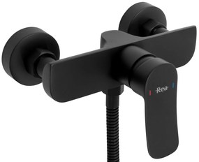 Rea Dart, nástěnná sprchová baterie 150 mm s ruční bodovou sprchovou soupravou, černá matná, REA-B3302