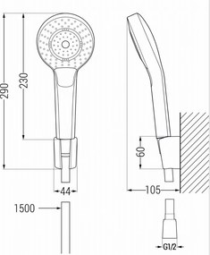 Mexen Erica R05 baterie vanová se sprchovou soupravou, černá - 74643R05-70