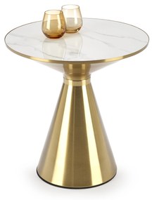 HALMAR TRIBECA konferenční stolek bílý mramor/zlatý