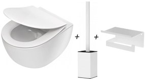 Aplomo Peonia rimless WC závěsné se sedátkem a doplňky, bílá