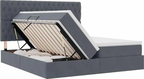Postel s úložným prostorem s čelo Tmavě šedá 200 x 200 cm samet 3372264