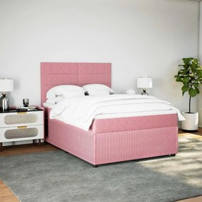 Box spring postel s matrací růžová 140x200 cm samet 3292363