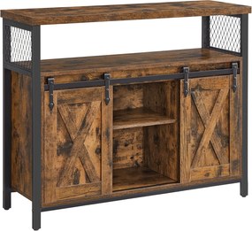 Komoda / kuchyňský regál Holmen - 80x100x33 cm | rustikální hnědá a černá