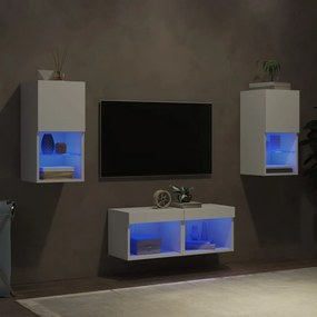 4dílná obývací stěna s LED osvětlením bílá 3216569