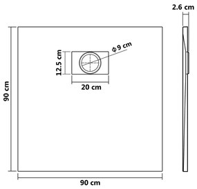 vidaXL Sprchová vanička SMC šedá 90 x 90 cm