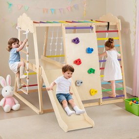 Costway 8-in-1 Gymnastický set v džungli Dřevěné montessori šplhací hračky