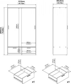 Šatní skříň v dekoru dubu s posuvnými dveřmi v přírodní barvě 121x200 cm Line – Tvilum