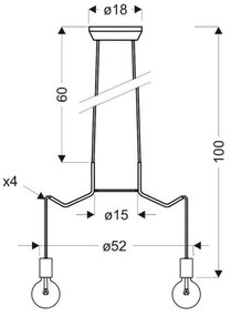 Lustr na lanku BASSO 4xE27/40W/230V bílá