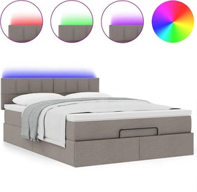 Osmanská postel s matrací &amp; LED Taupe 140x190 cm Látka 3312309