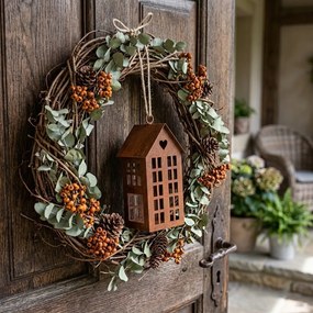 Dekorace rezavý malý domek Rustic Charm - 5*6*12 cm