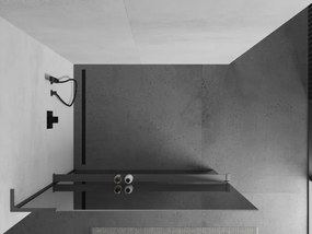 Mexen Kioto+ L, sprchová zástěna Walk-in s poličkou a věšákem 90 x 200 cm, 8mm sklo vzor zrcadlo, grafitový profil, 800-090-123-95-50