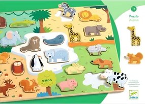 DJECO Dřevěná vkládačka Zvířátka / Vkládačka / Dřevo