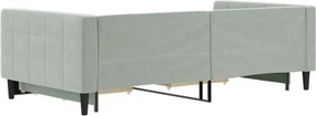 Válenda s přistýlkou a zásuvkami světle šedá 100 x 200 cm samet 3196746