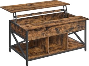 Konferenční stolek, rozkládací stůl do obývacího pokoje 60 x 100 x (48-62) cm, rustikální hnědý