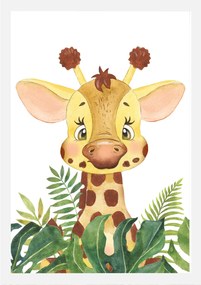 Plakát Safari Žirafka - Obraz, Plakát Velikost: A3 - 29,7x42 cm, Volba rámu: s bílým rámem