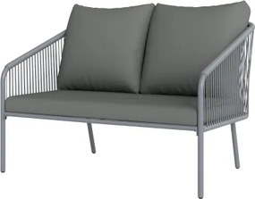 Ratanová pohovka Outsunny se sedáky, 2 místná pohovka, venkovní balkonová pohovka, ratanový nábytek 112 x 72 x 76 cm Šedá