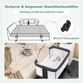 Costway Baby Co-Sleeper Skládací přenosná dětská postel tmavě
