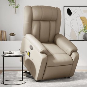 Zvedací masážní polohovací křeslo cappuccino umělá kůže 3205277