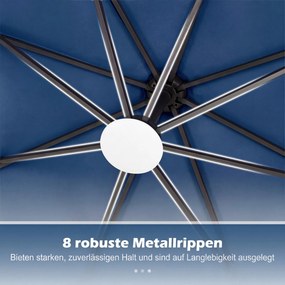 Costway Slunečník se stojanem a LED světly a klikou 360° otočný tmavě