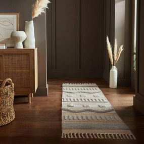 Behúň Jubilant Medina Jute Natural/Grey, 60x230, béžová, obývacia izba, Flair Rugs