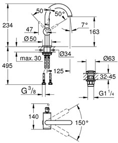 Grohe Atrio - Páková umyvadlová baterie s push-open zátkou, M-Size, chrom 32043003