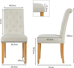 Costway Sada 2 knoflíkových všívaných jídelních židlí Polstrované látkové židle
