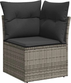 11dílná zahradní sestava s poduškami šedá polyratan akácie 3327763