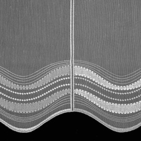 Rand voálová vitrážová záclona 30108 šedé vlnky, vyšívaná s bordurou, bílá, výška 45cm (v metráži)