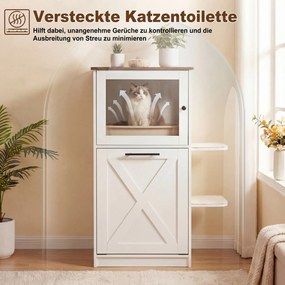 Costway Skříňka na stelivo pro kočky 115 cm Moderní skrytý domeček pro kočky s 2