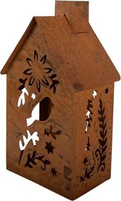 Rezavý svícen ve tvaru domku Rustic Charm - 11*15*26 cm