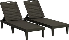 Outsunny 2-dílný sluneční lehátko odolné vůči počasí s 4-stupňovým nastavitelným opěradlem a nosností až 120 kg, venkovní skládací lehátko pro zahradu