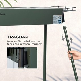 Outsunny Surový Gril z Nerezové Oceli BBQ Kouřák s Grilovací Mřížkou, Zahradní Gril pro BBQ Kempování, Terasu, Zahradu 94 x 39 x 70 cm