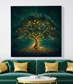 Obraz na plátně - Strom života Hvězdné spojení FeelHappy.cz Velikost obrazu: 140 x 140 cm