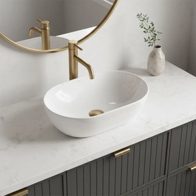 Rea Amelia, umyvadlo na desku 450x305x125 mm, bílá lesklá, REA-U4330