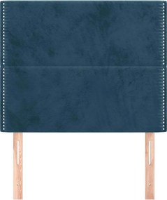 Čelo postele tmavě modré 100x5x118/128 cm sametové 3116238