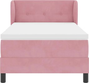 Postel s boxspringem s čelo Růžová 100 x 200 cm samet 3340381